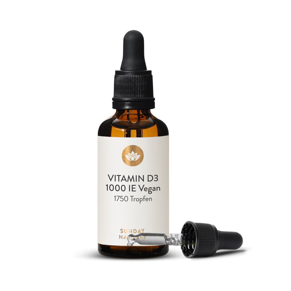 Vitamin D3 hochdosiert 1000 IE x 1750 Tropfen VEGAN aus UK | Sunday Natural