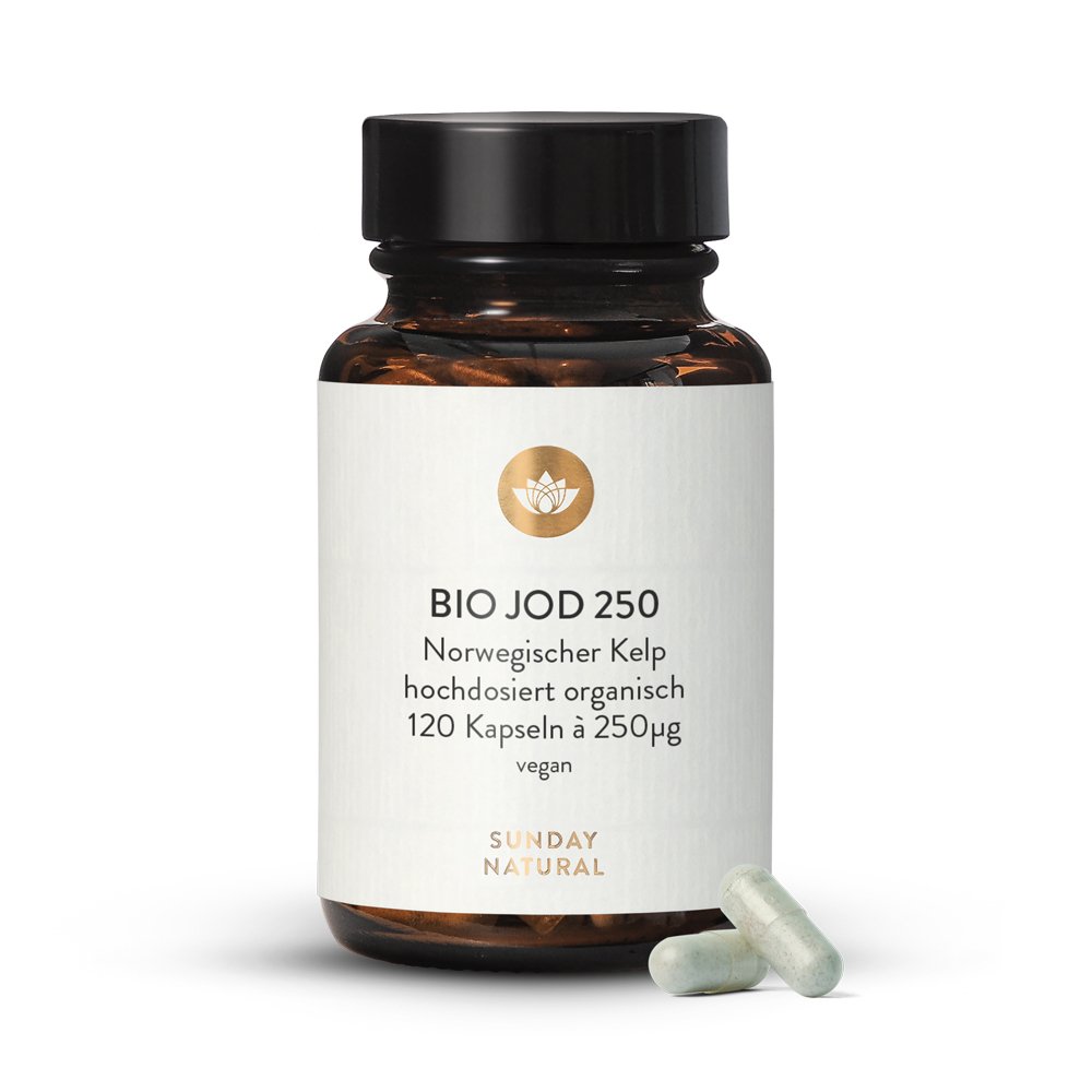 Bio Jod 250µg hochdosiert, Schwangerschaft, 120 Kapseln | Sunday Natural