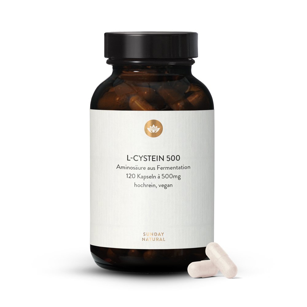 L-Cystein 500mg Fermentation hochrein vegan 120 Kapseln | Sunday Natural