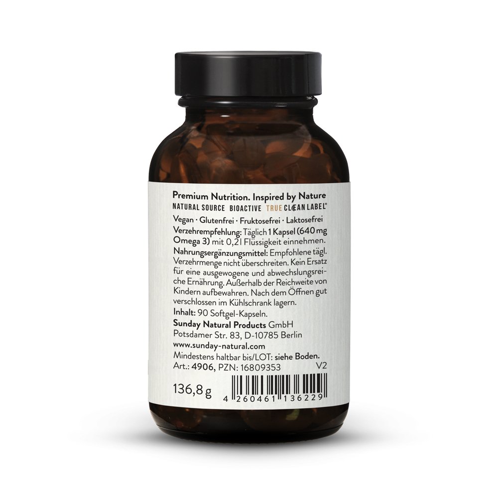 Vegan Omega-3 Capsules. High-Dose Complex of DHA / EPA / ALA | Sunday ...
