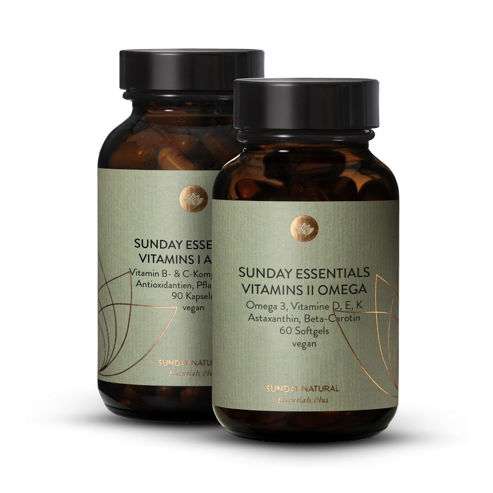 Multivitamin Duo Premium-Set Vitamins I + Vit II Omega Vegan | Sunday ...