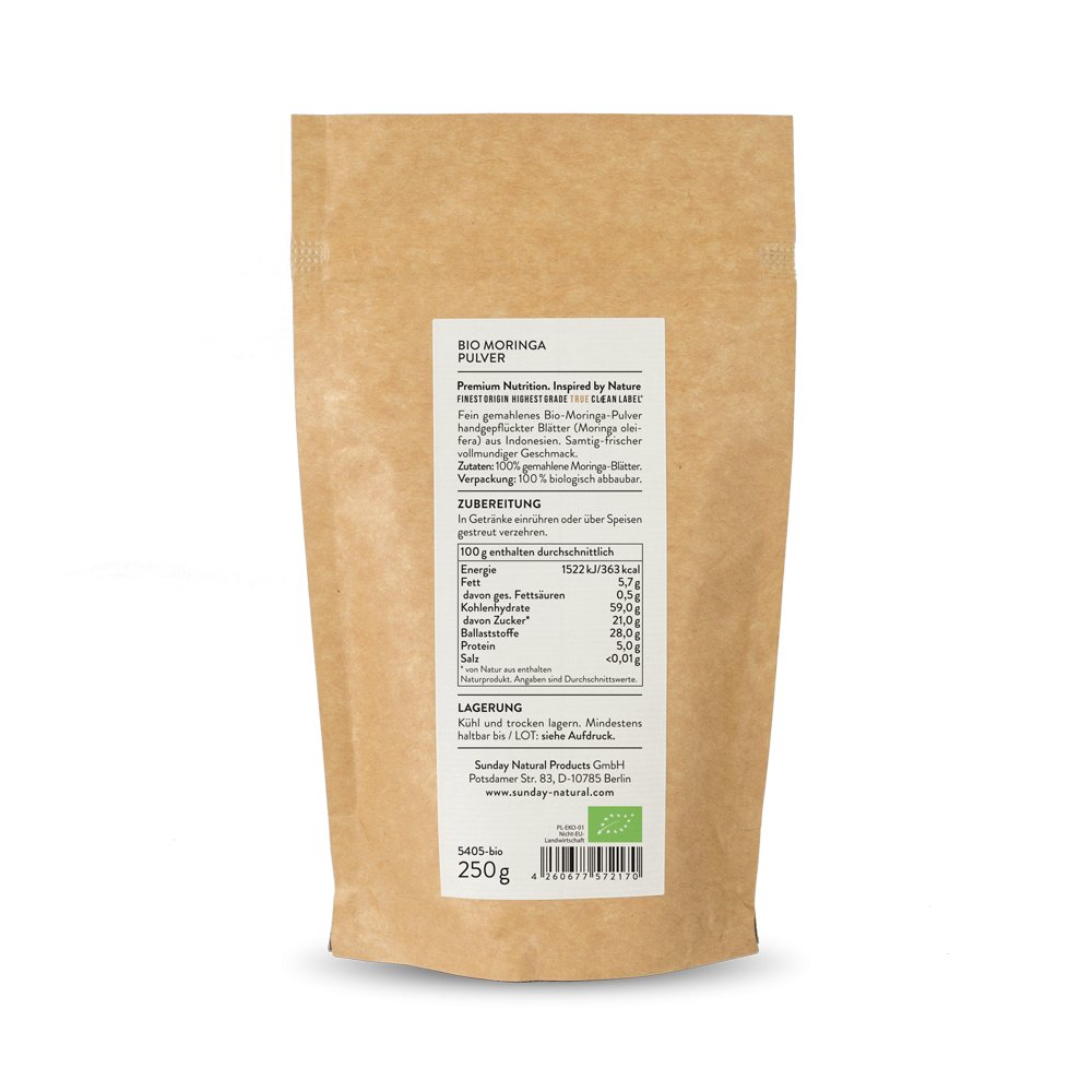 Bio Moringa Pulver, handernte in Ost-Nusa Tenggara, Indonesien 250g ...