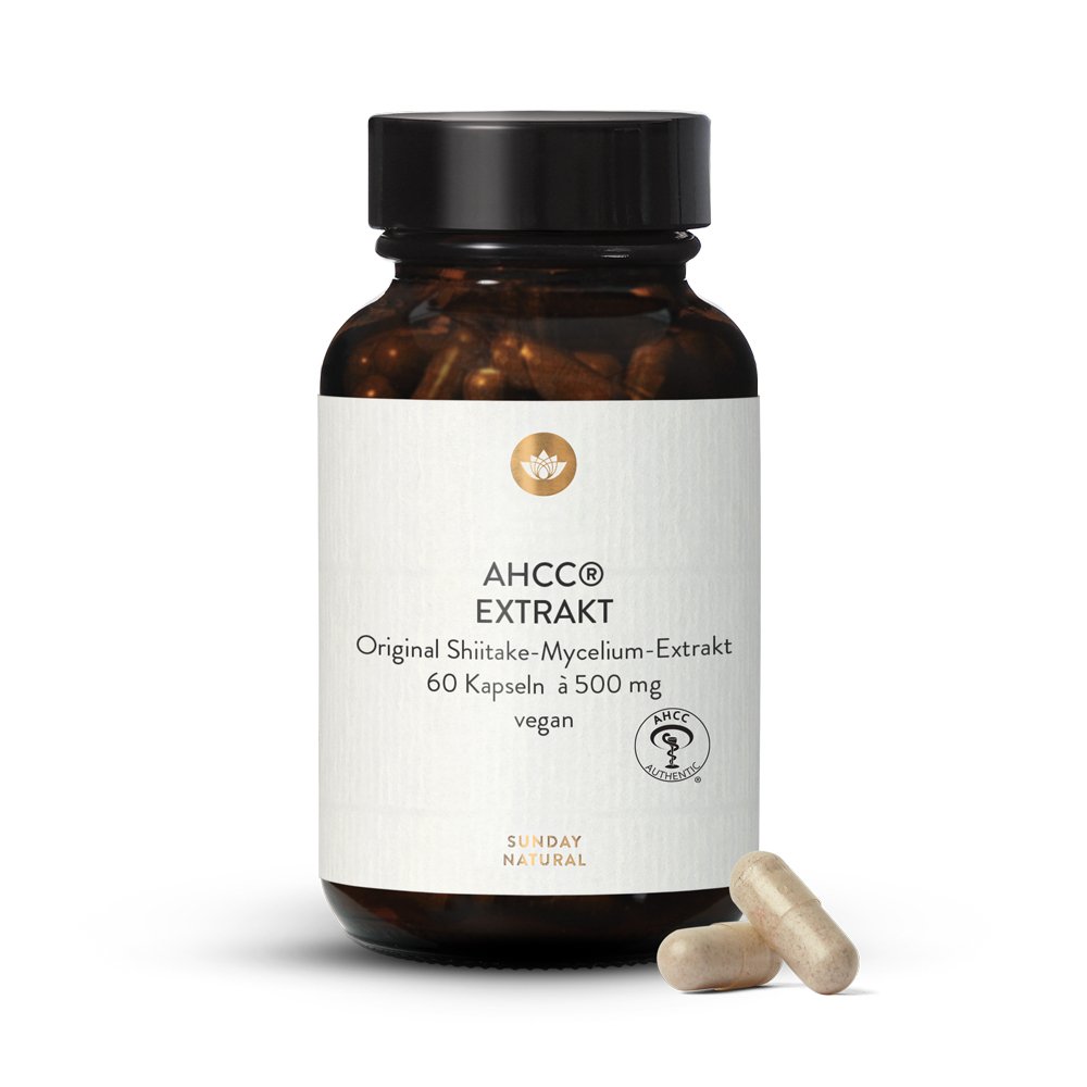 AHCC® Capsules 500mg. 10% Alpha Glucans. 60 Capsules | Sunday Natural