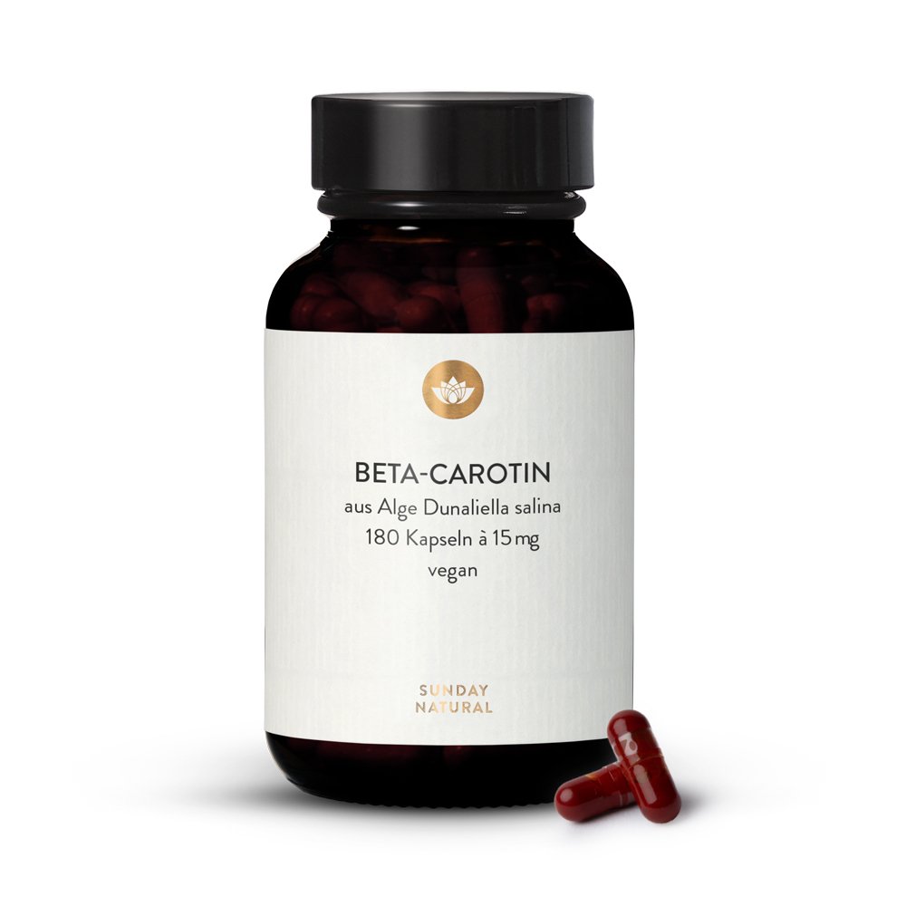 Beta-Carotene: 15mg. From Dunaliella Algae. 180 Capsules
