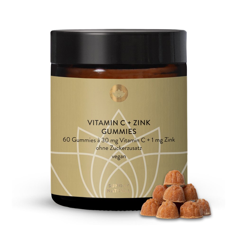 Vitamin C + Zink Gummies vegan 60 Stück o. Zuckerzusatz | Sunday Natural