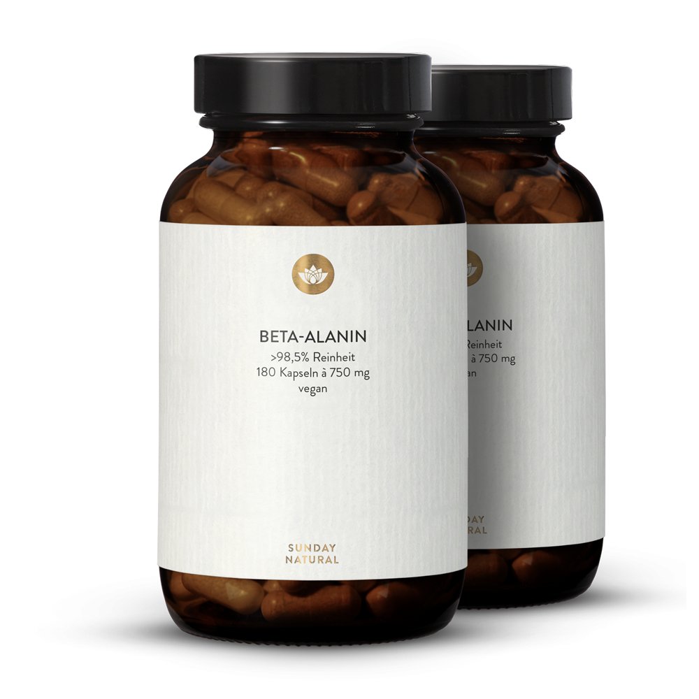 Beta-Alanin 750mg vegane Aminosäure 2x180 Kapseln | Sunday Natural