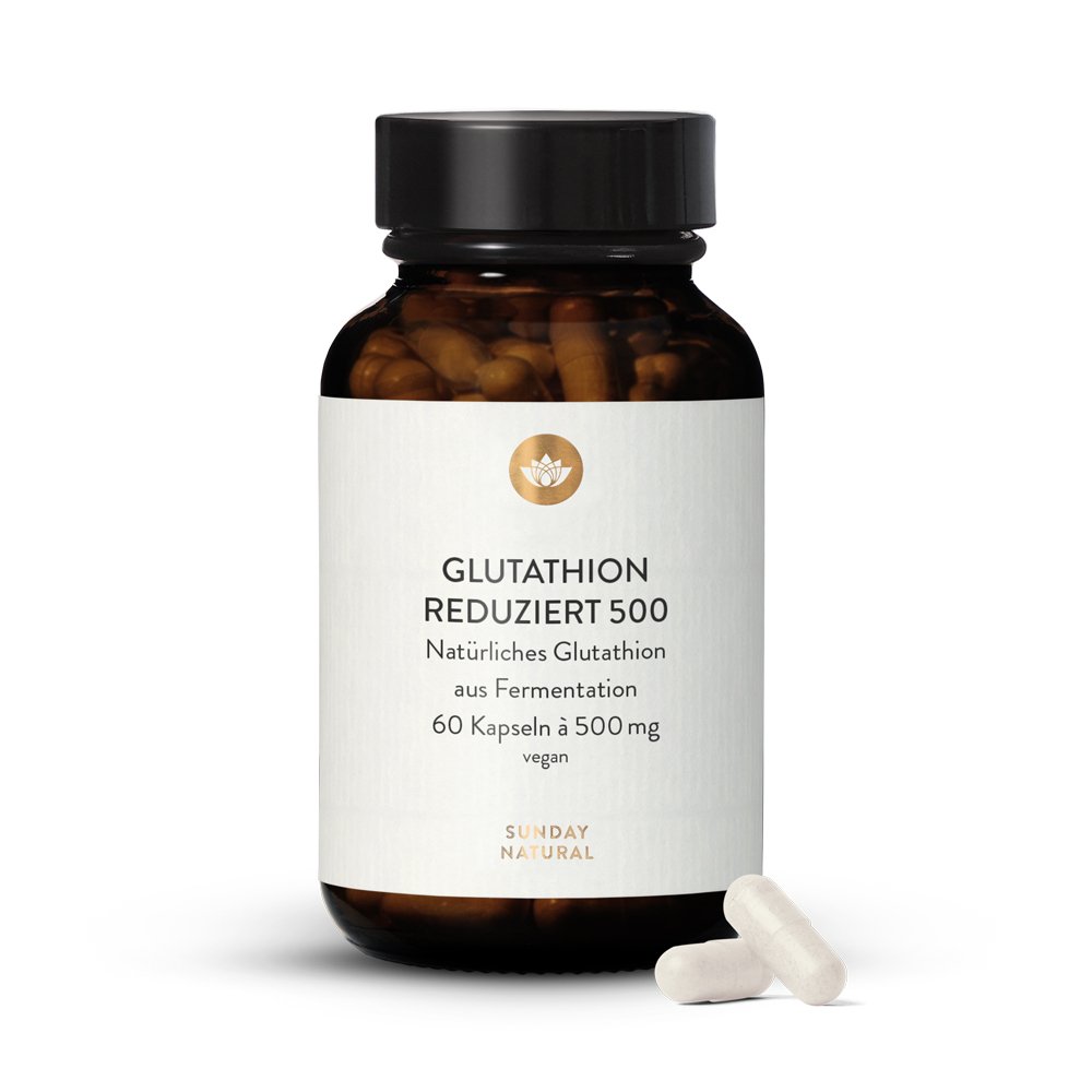 L-Glutathion reduziert 500mg, bioaktiv, 60 Kapseln | Sunday Natural