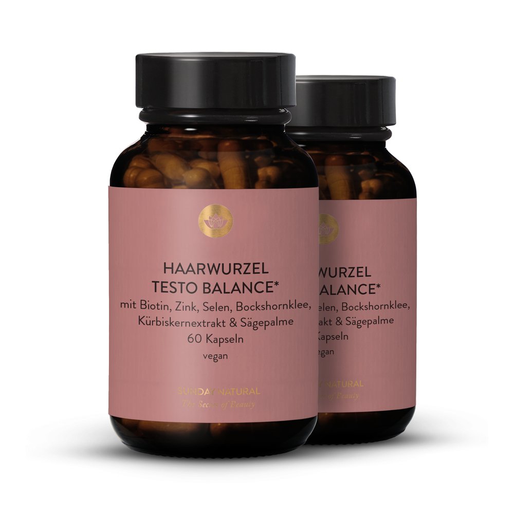 Haarwurzel Testo Balance Anti Haarausfall mit Biotin. 2x60 Kapseln