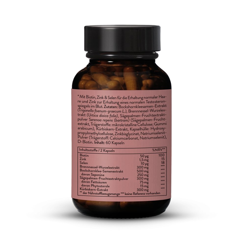 Haarwurzel Testo Balance Anti Haarausfall mit Biotin. 60 Kapseln