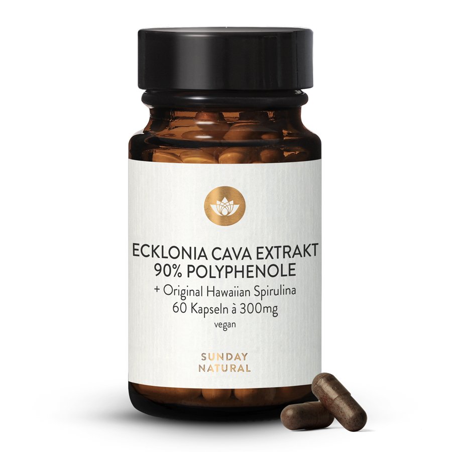 Ecklonia cava Extract + Hawaiian Spirulina. 60 Capsules | Sunday Natural