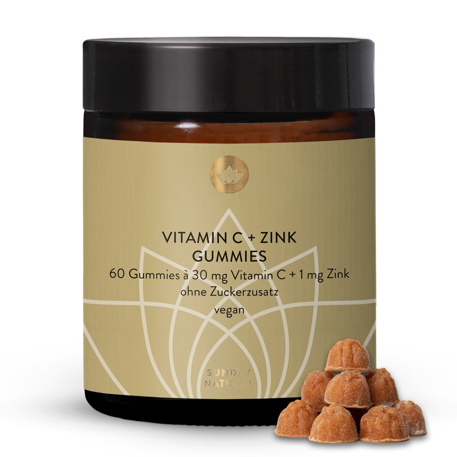 Vitamin C + Zink Gummies vegan 60 Stück o. Zuckerzusatz | Sunday Natural