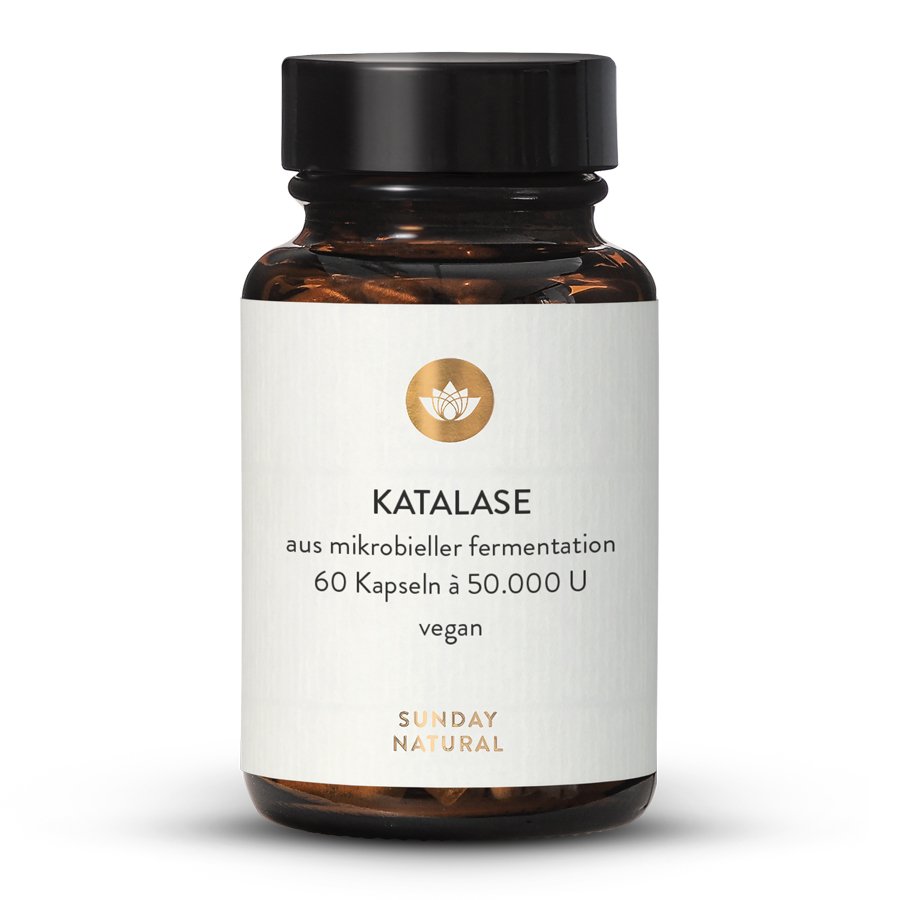 Katalase, 50.000 U Enzymaktivität, 500mg. 60 Kapseln | Sunday Natural