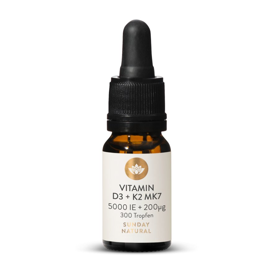 Jetzt Vitamin D+K2 Tropfen + Kapseln von Sunday Natural kaufen!