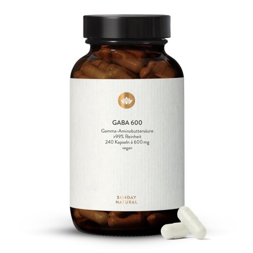 Vegan GABA 600mg: High-Dose Amino Acid. 240 Capsules | Sunday Natural