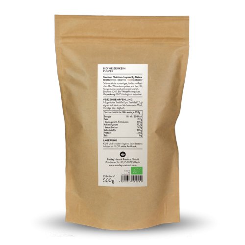 Bio Weizenkeimpulver 500g gefriergetrocknet ballaststoffreich