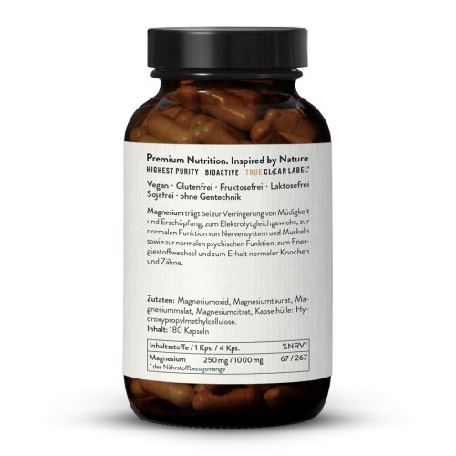 High Dose Magnesium Complex 250mg. No Additives, Non-GMO, Vegan. 180 ...