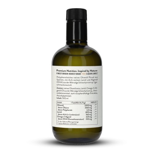 Polyphenolreiches, nat.Olivenöl mit Lein- und Algenöl 2x500ml