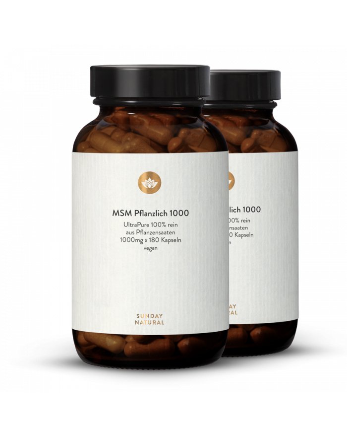 MSM Capsules Powder Tablets with 100% Pure Organic Sulphur | Sunday Natural