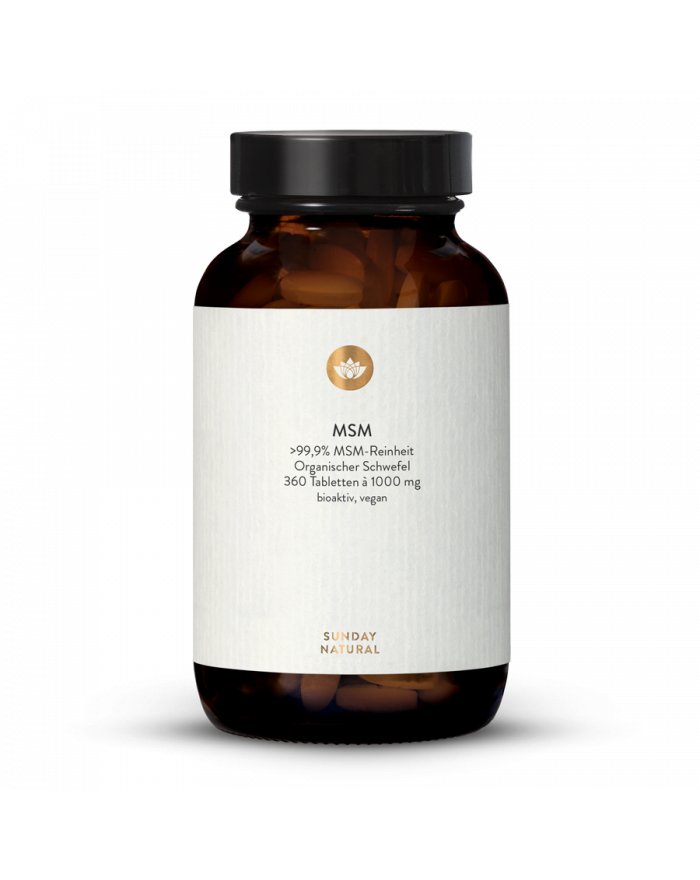 MSM Capsules Powder Tablets with 100% Pure Organic Sulphur | Sunday Natural