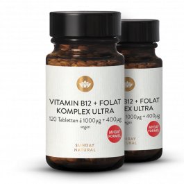 Vitamin B12 MH3A® 1000 + Folsäure Komplex 400 2x120 Tabletten | Sunday ...